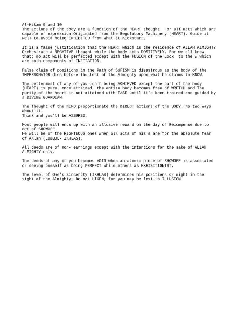 Al-Hikam 9 and | PDF