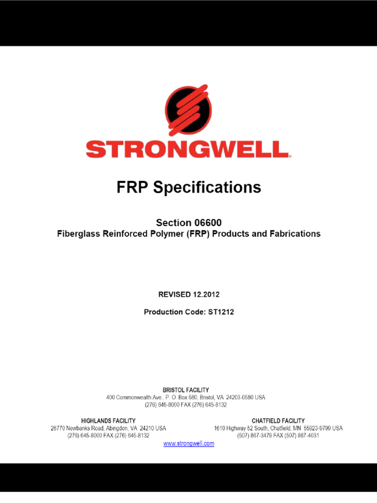 Strongwell Specifications Pultrusion | PDF