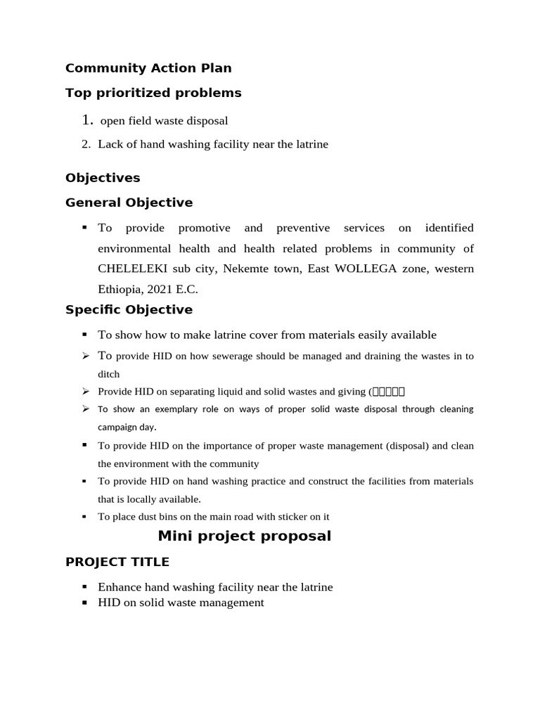 Community Action Plan | PDF | Waste Management | Waste