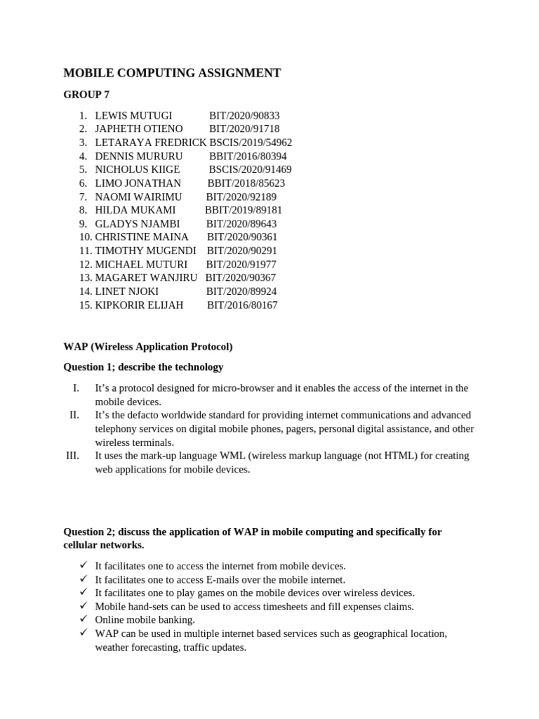 MOBILE COMPUTING ASSIGNMENT | PDF | Computer Network | Wireless Access Point