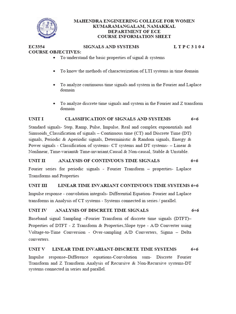 SS Syllabus | PDF | Fourier Transform | Applied Mathematics