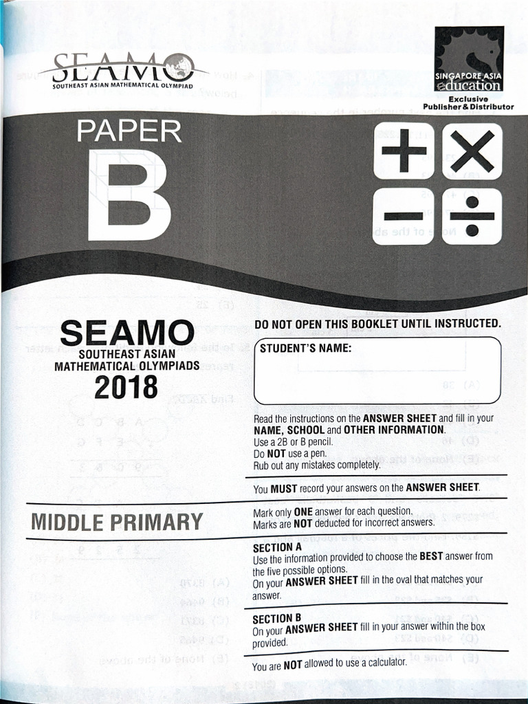 SEAMO Paper B-2018 | PDF