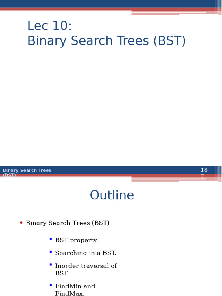 Lecture 10 (Binary Search Trees (BST) ) | PDF | Computer Programming | Algorithms