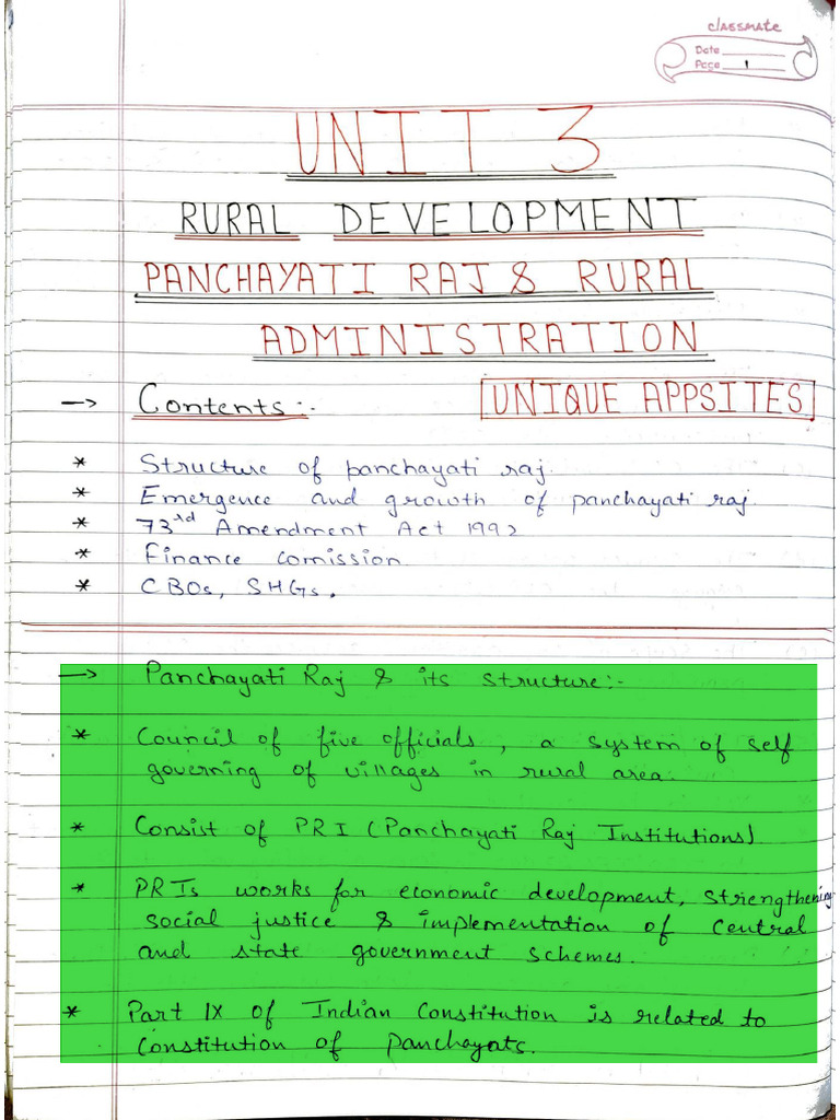 Unique AppSites Rural Development (HSMC) Unit 3 Full Explanation Notes ...