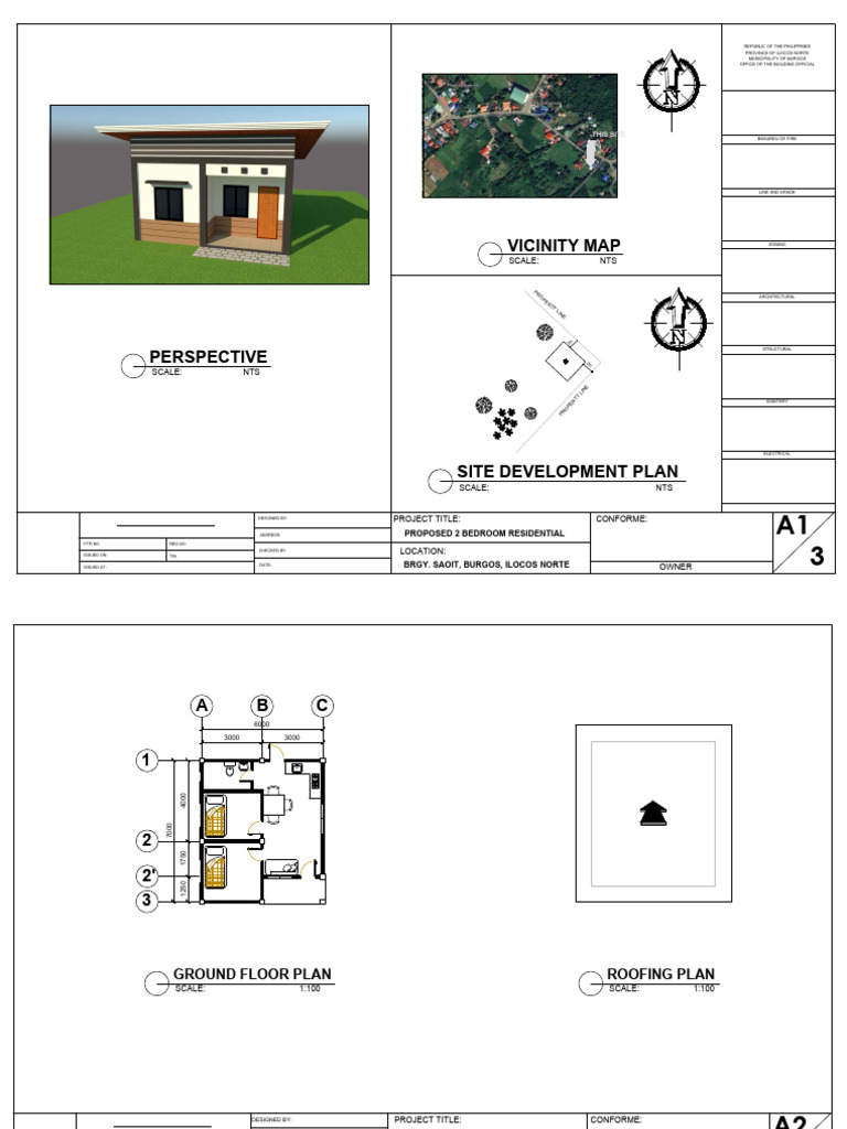 Proposed 2-Bedroom House Plans | PDF | Concrete | Beam (Structure)