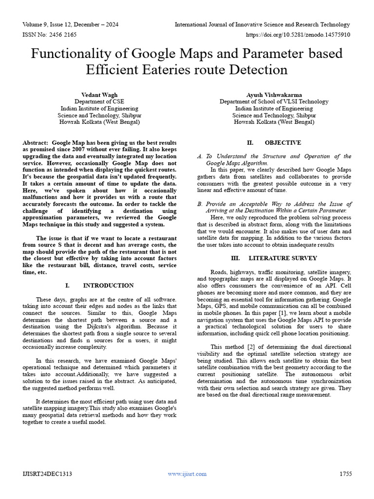Google Maps: Efficient Restaurant Routing | PDF | Computer Network | Geographic Information System