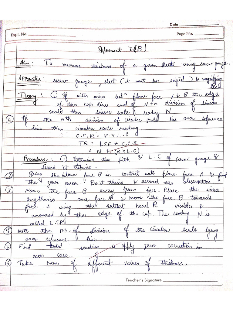 11th phy. Experiment 1B | PDF