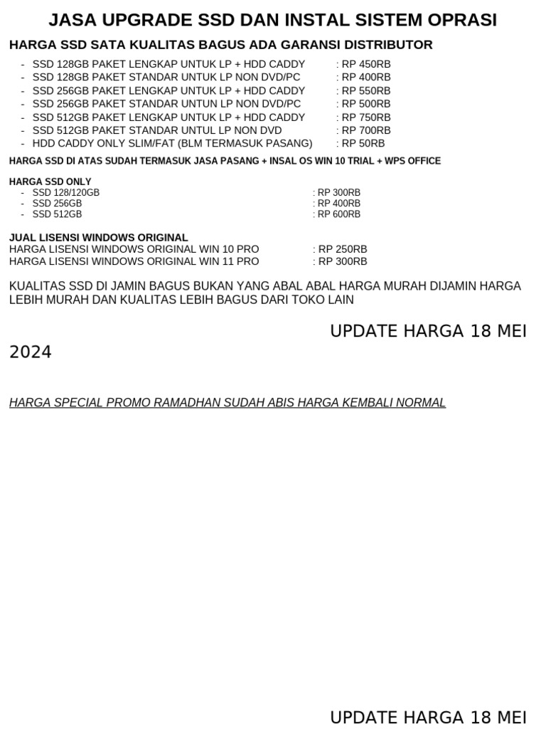 Upgrade SSD dan Instal OS Terjangkau | PDF