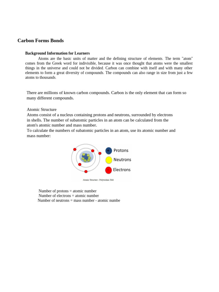 Carbon-Forms-Bonds | PDF | Hydrocarbons | Atoms