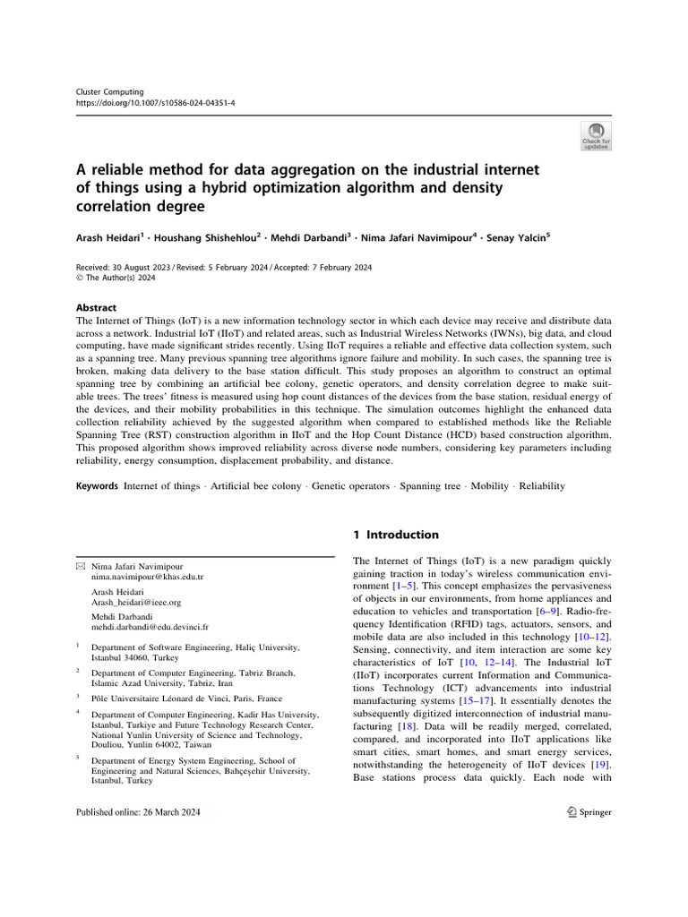 Hybrid Algorithm for IIoT Data Aggregation | PDF | Internet Of Things | Computer Network