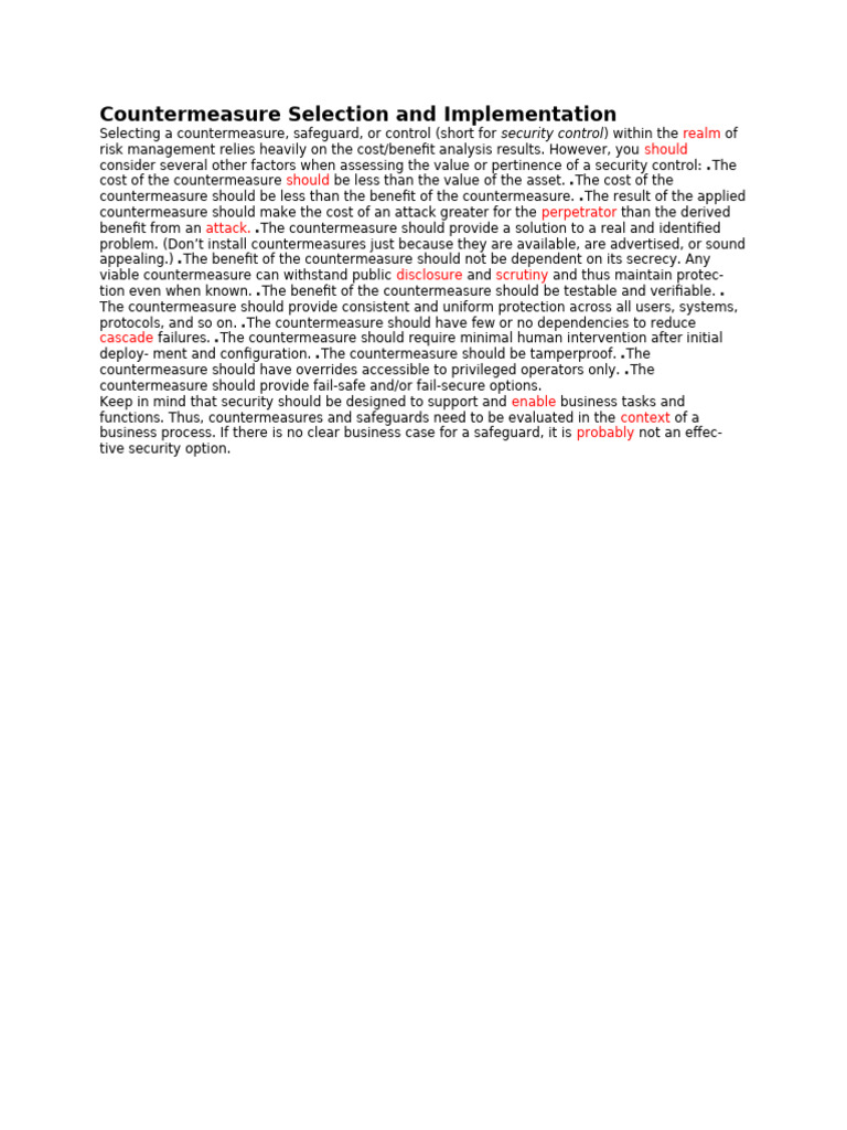 Countermeasure Selection and | PDF