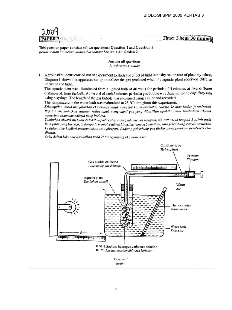 Bio K3 Fotosintesis SPM 2009 Q&a | PDF