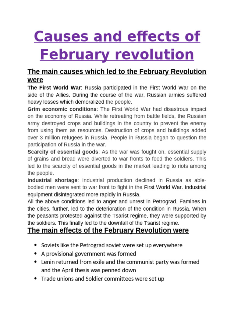 Causes and Effects of February Revolution | PDF
