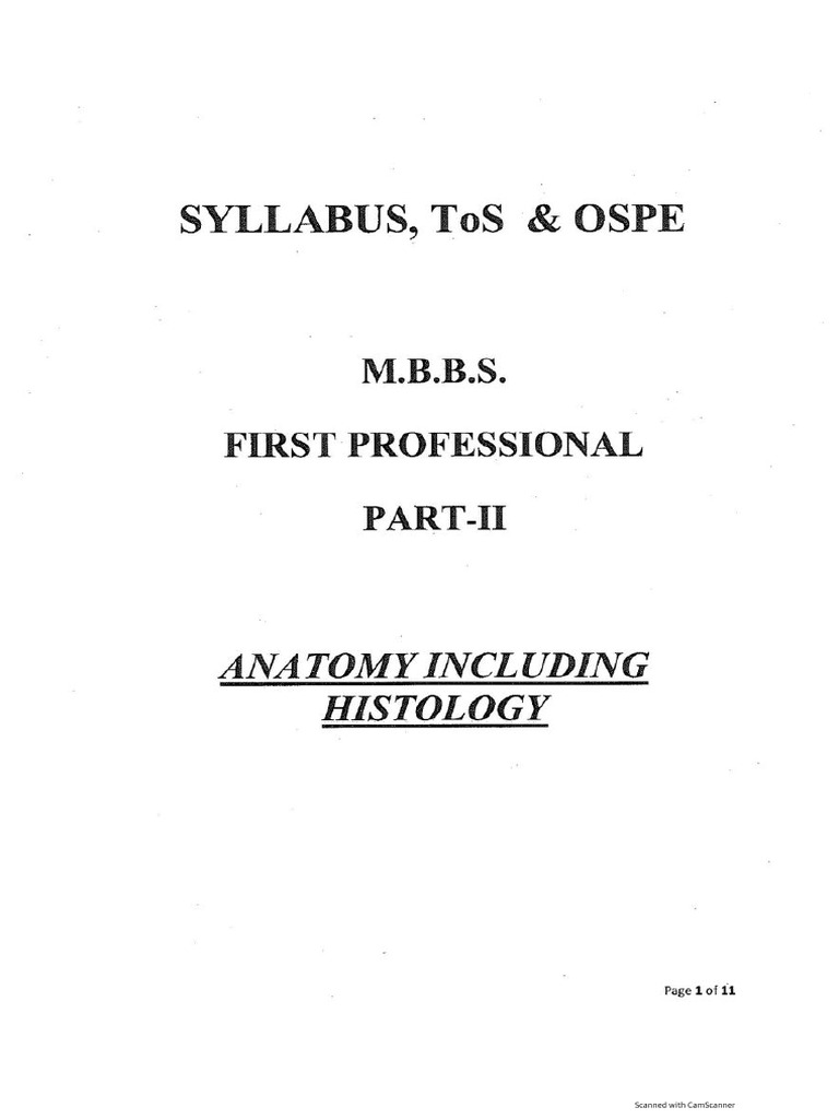 TOS & OSPE 2nd Year MBBS | PDF