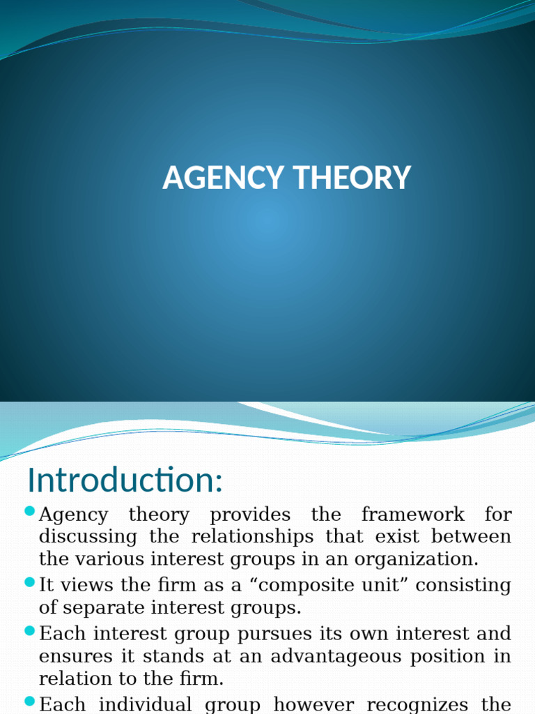 Understanding Agency Theory Dynamics | PDF | Equity (Finance) | Dividend