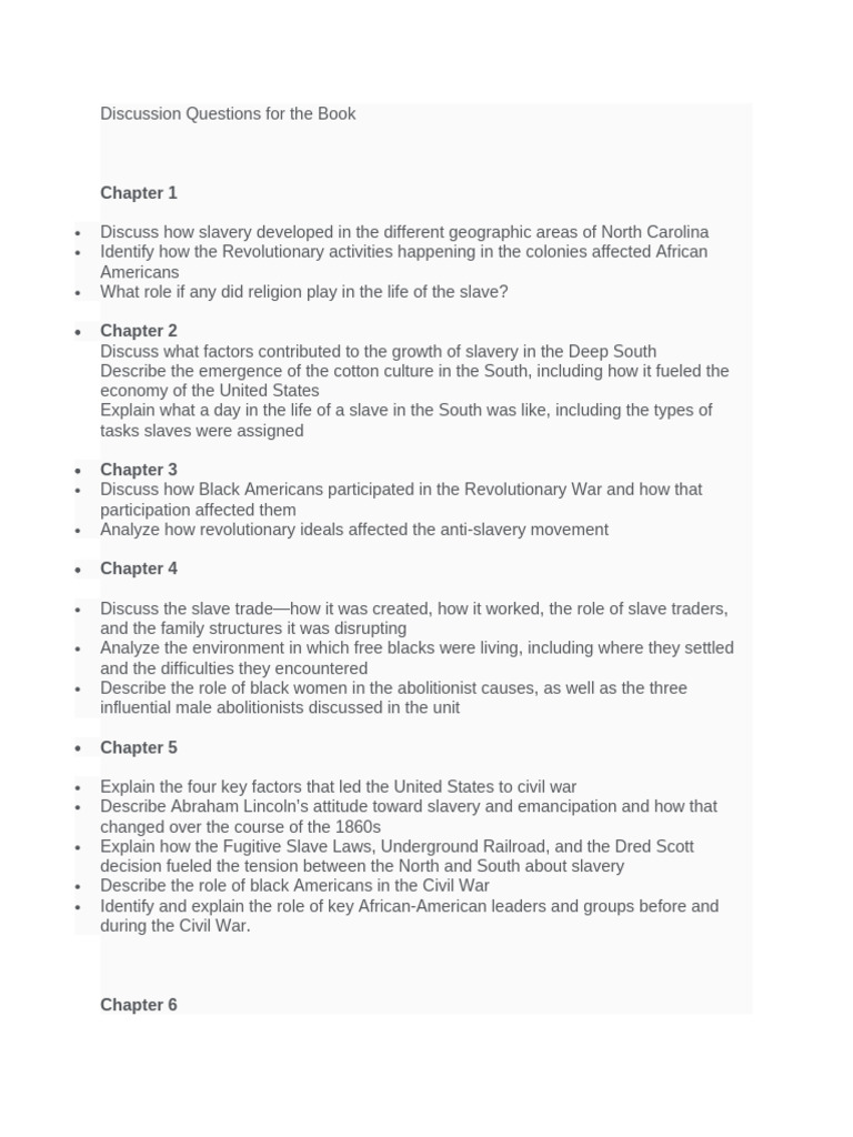 Group Questions | PDF | Abolitionism In The United States | Slavery