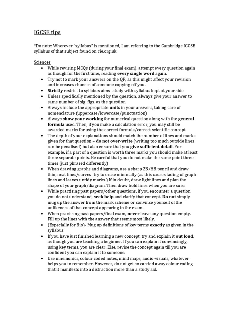 igcse-tips | PDF | Mathematics | Concept