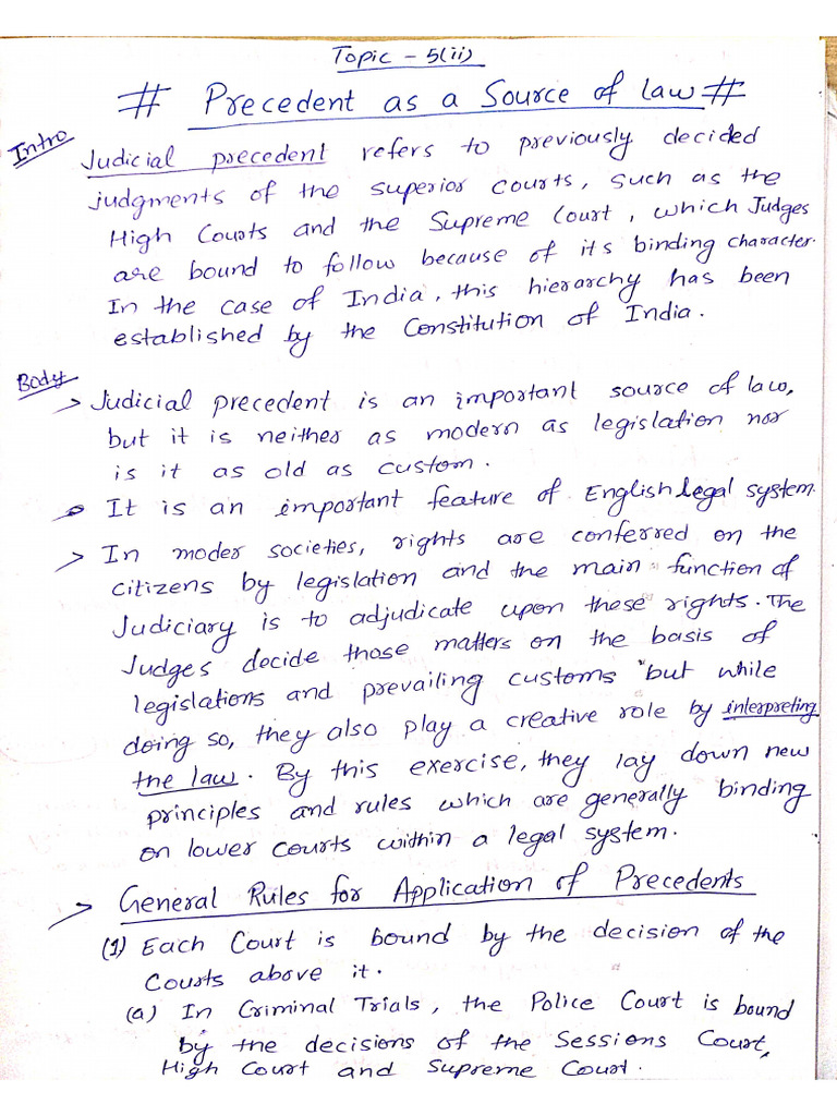 Precedent As Source Of Law Juris Topic 5 Ii 1 Pdf
