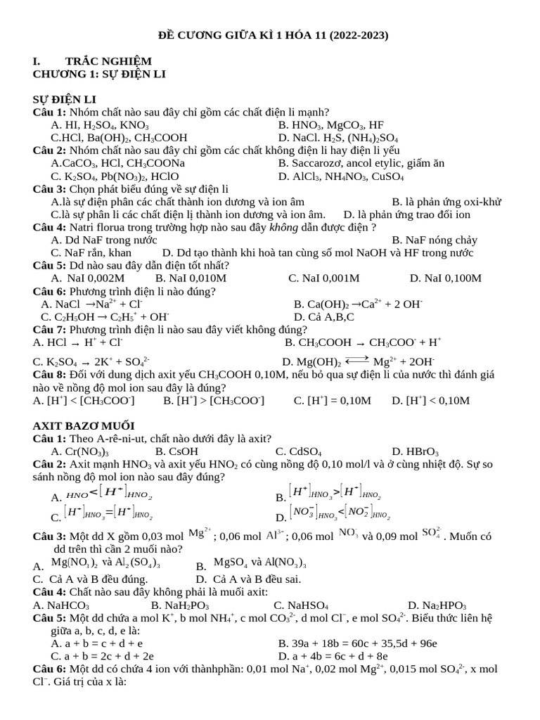 Hoa 11 de Cuong Giua Ky 1-11 | PDF