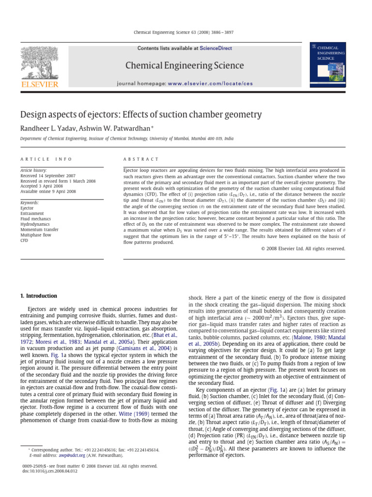 Design Aspects of Ejectors - Effects of Suction Chamber Geometry | PDF ...