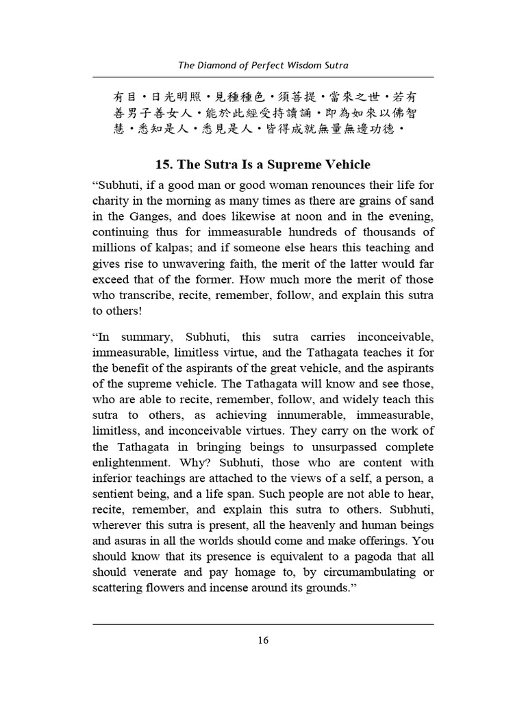 The Diamond of Perfect Wisdom Sutra | PDF