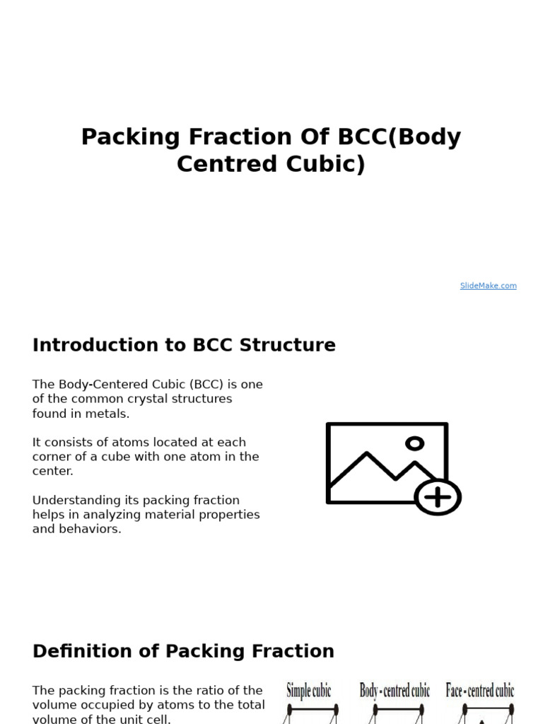 BCC Packing Fraction Explained | PDF | Crystal Structure | Volume