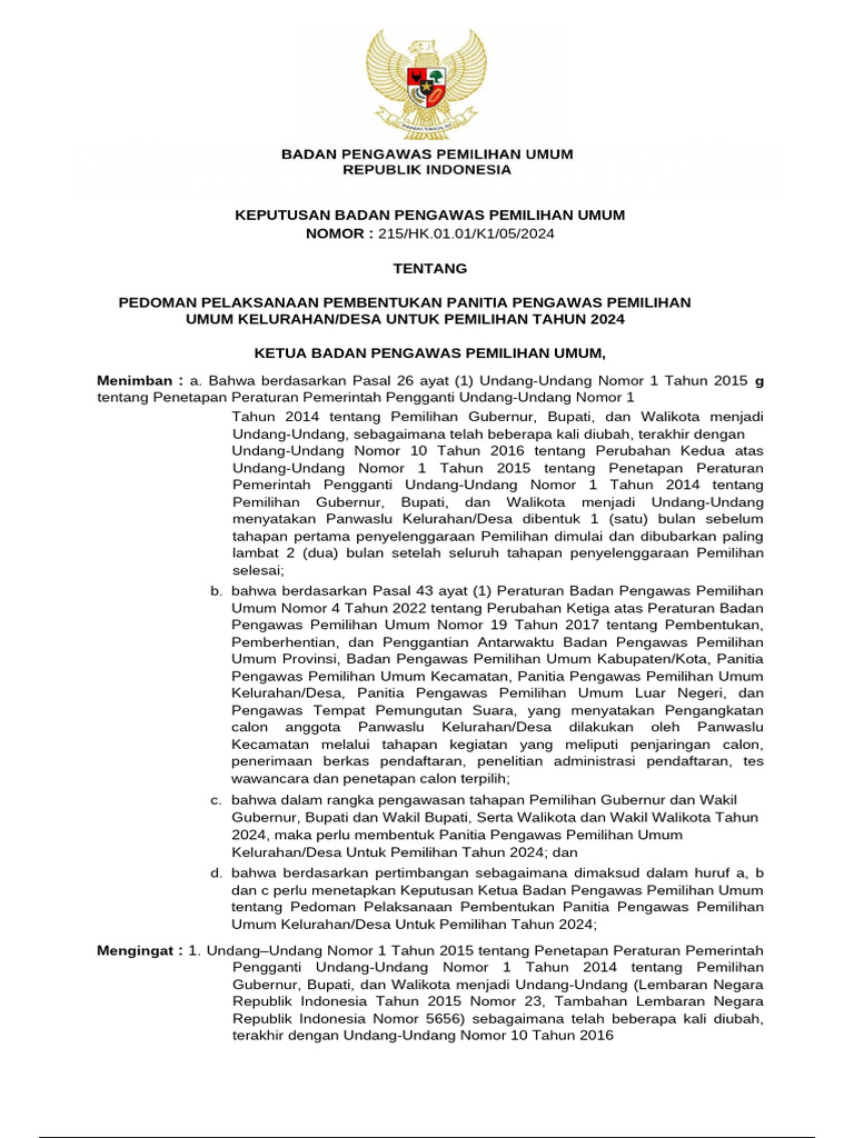 Pedoman Pembentukan PKD Untuk Pemilihan Tahun 2024 | PDF