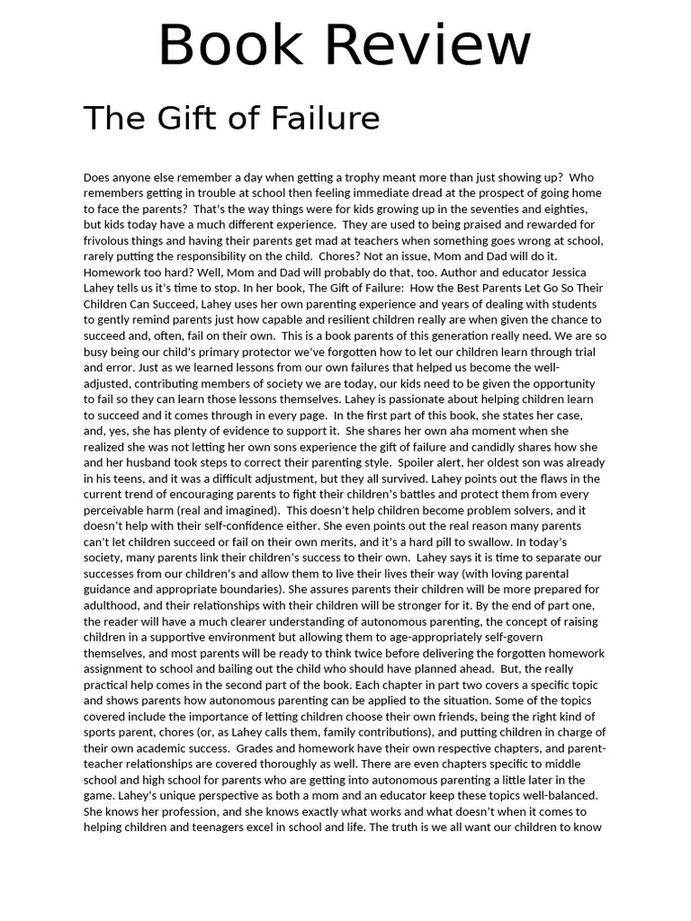 The Gift of Failure: Parenting Insights | PDF