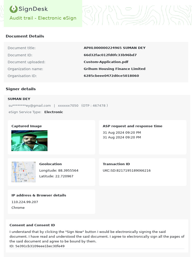 Audit Trail - Electronic Esign: Document Details | PDF