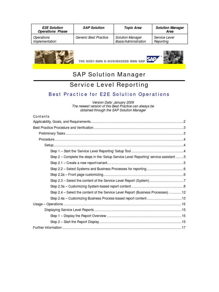 SAP Solution Manager Service Level Reporting: Best Practice For E2E ...