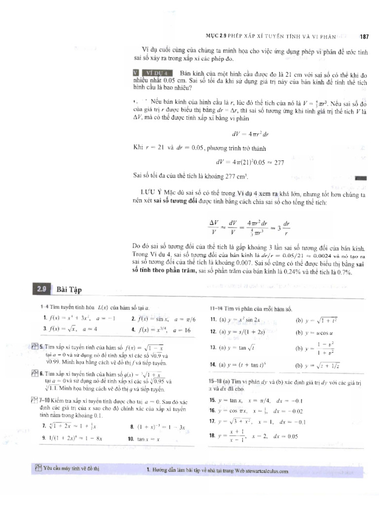 Giai-Tich-1 btgt1 Vi-Phan | PDF