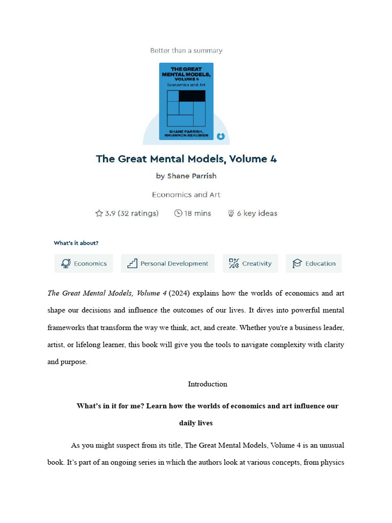 Economics and Art in Mental Models | PDF | Plot (Narrative) | Market (Economics)