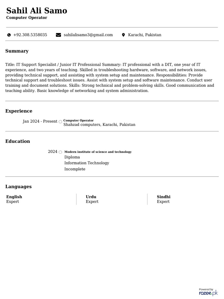 Sahil CV | PDF
