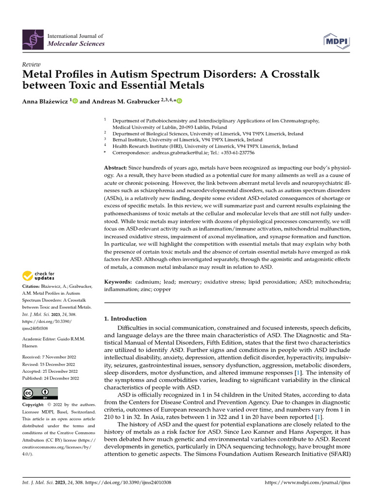Metal Profile in ASD | PDF | Autism Spectrum | Mental Disorder