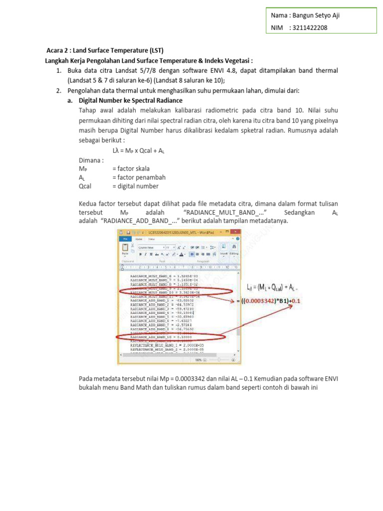 Bangun Setyo Aji - Land Surface Temperature - Acara2 - UTS | PDF