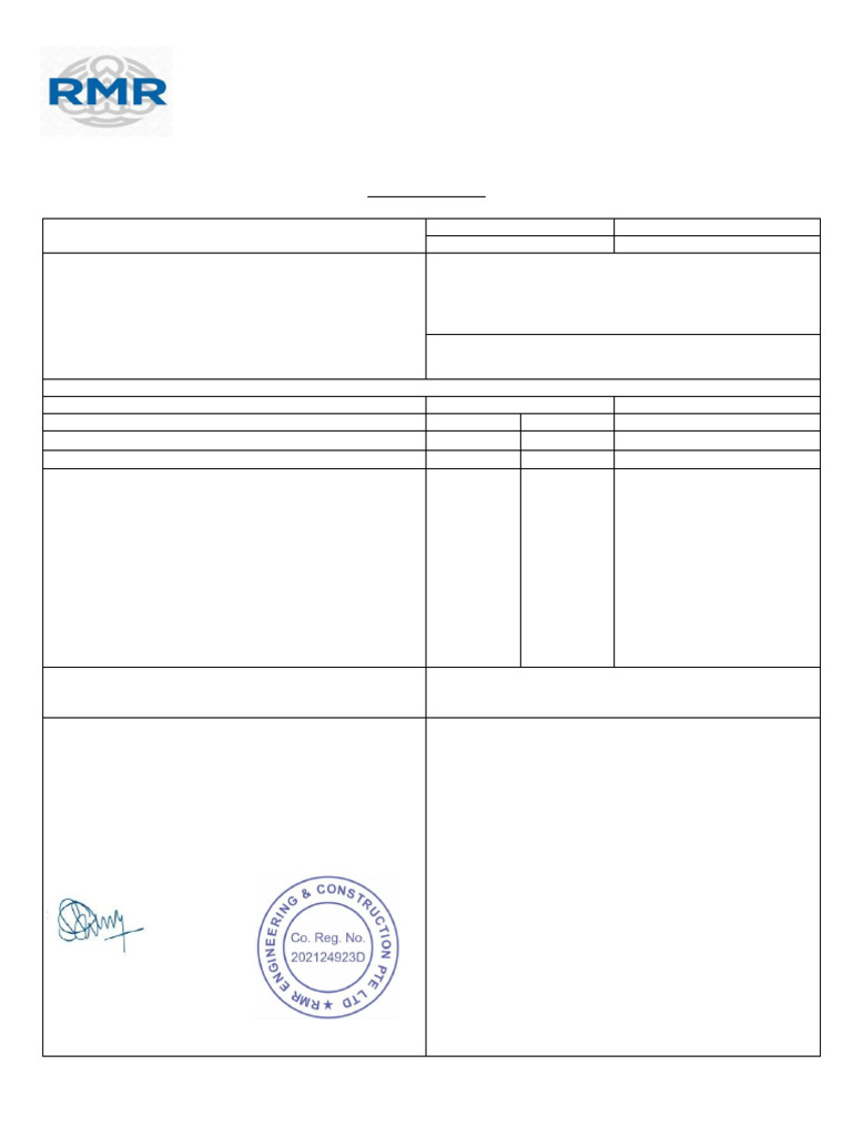 RMR Engineering Purchase Order | PDF