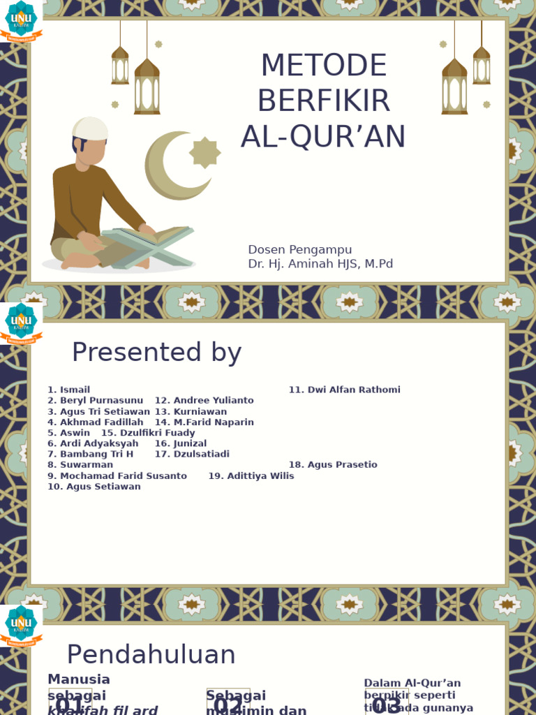 Kelompok 1 - Presentasi Aswaja Berpikir dalam Perspektif Al Quran | PDF