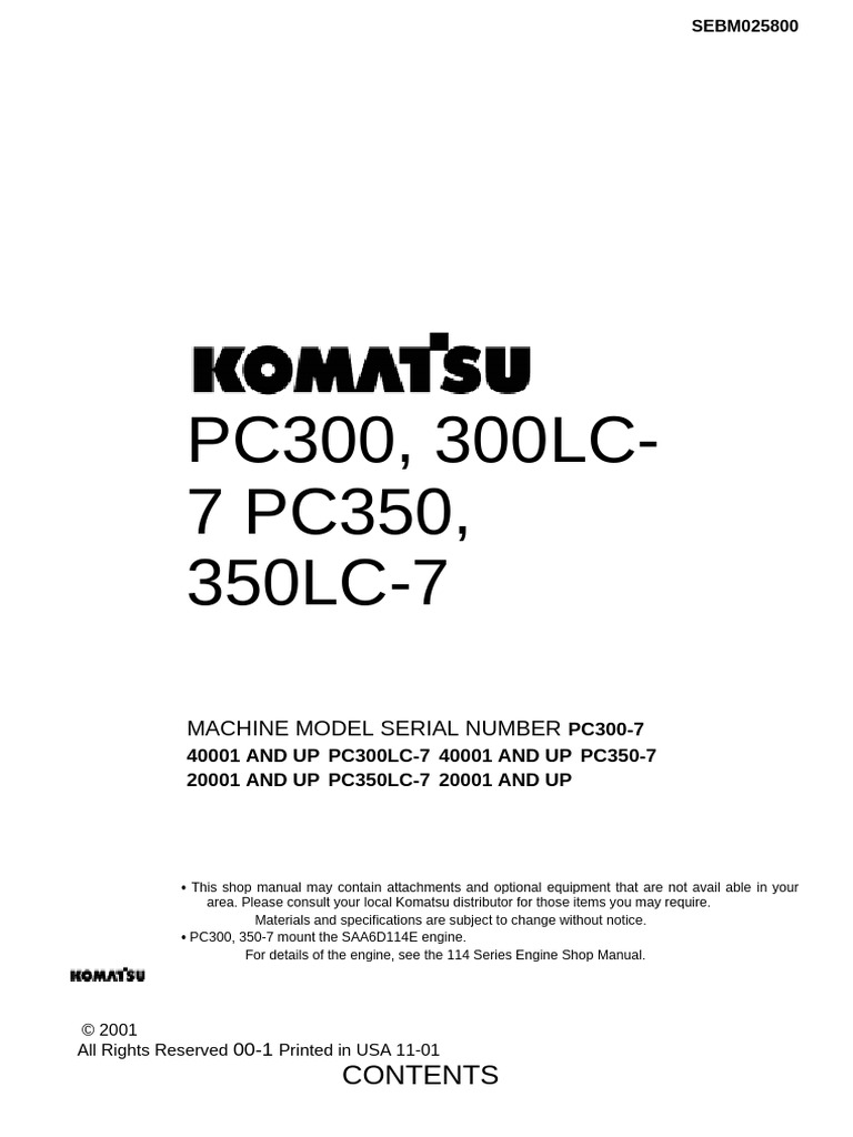 PC300-7 Shop Manual PDF | PDF | Screw | Nut (Hardware)