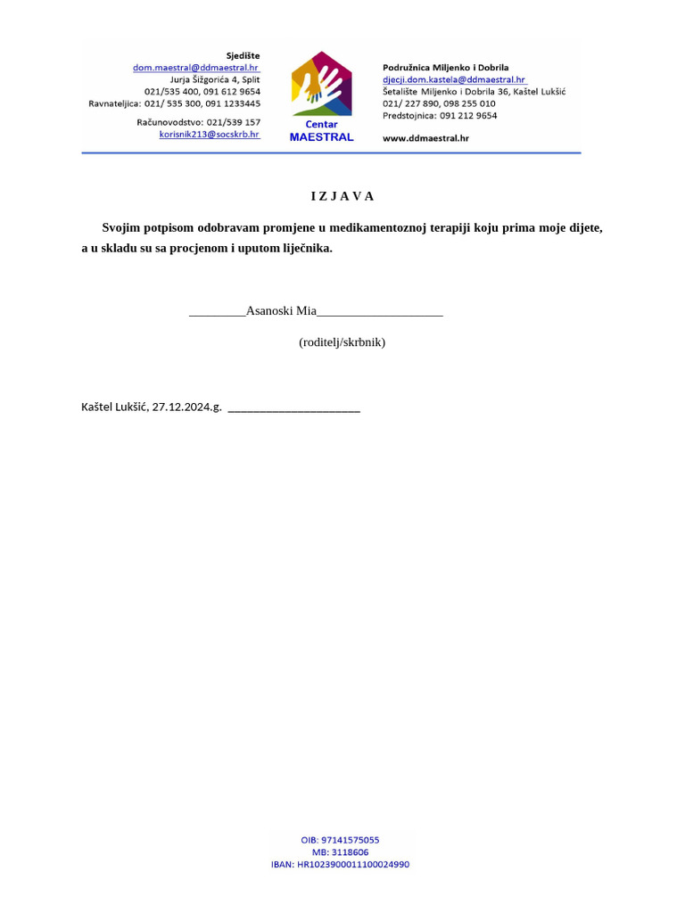 Izjava Za Lijekov | PDF