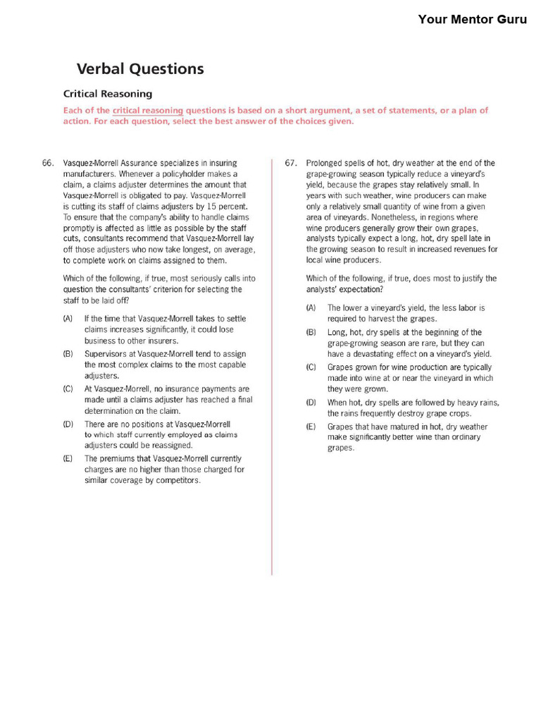 GMAT-Verbal-Sample-Paper-3-with-Answers | PDF