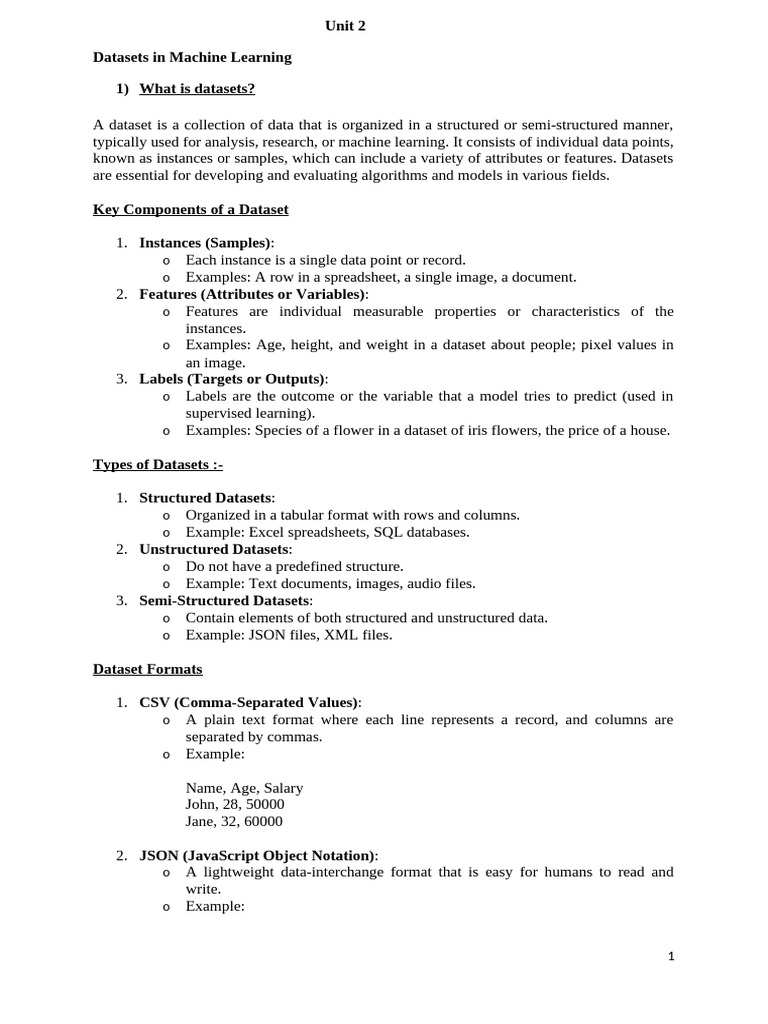 Datasets in Machine Learning Unit 2 | PDF | Artificial Neural Network | Machine Learning