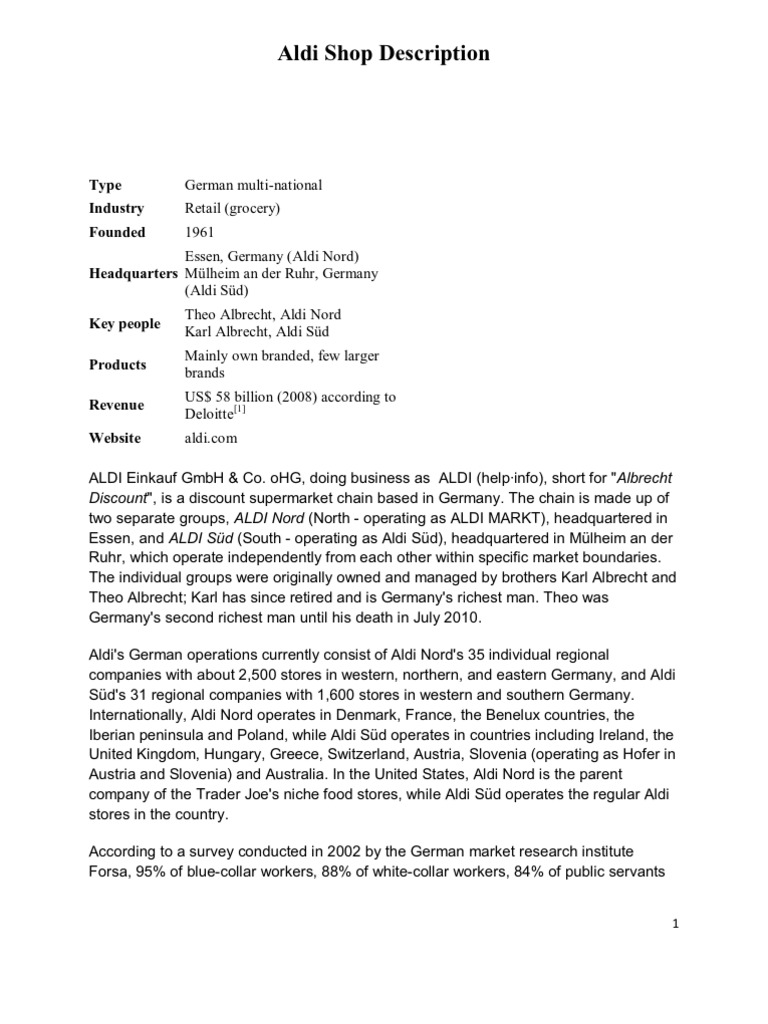 Aldi | PDF