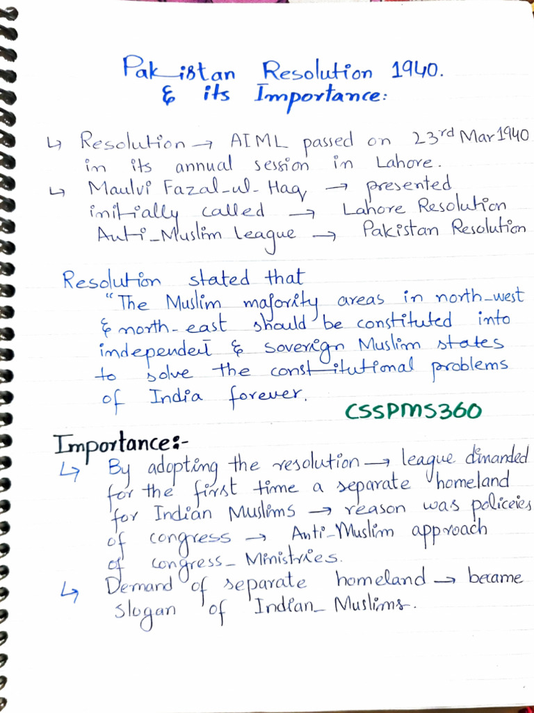 LAHORE-RESOLUTION-1940 | PDF | Pakistan Movement | Resistance To The ...