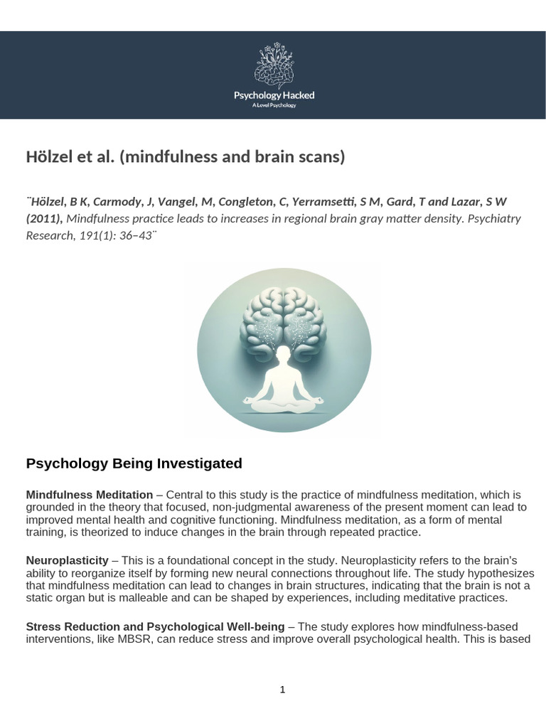 Mindfulness Increases Brain Gray Matter | PDF | Mindfulness ...