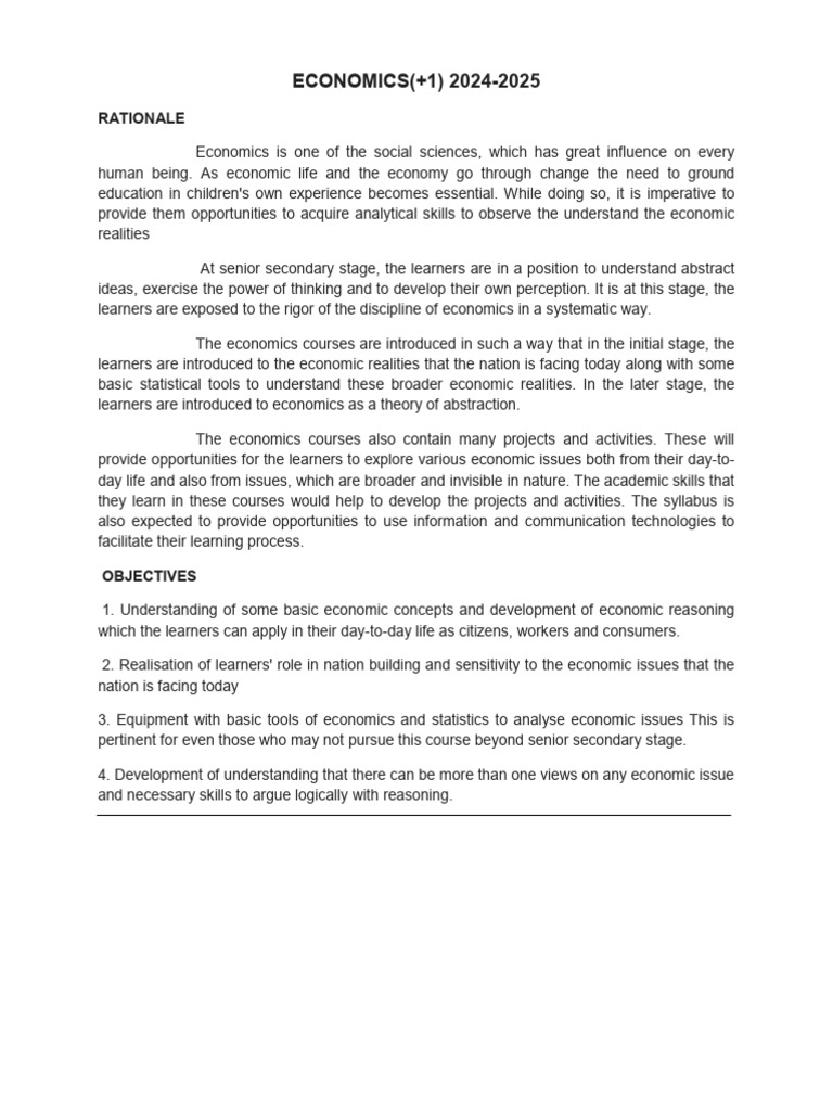 Syll Eco 11 17 05 2024 | PDF | Economics | Learning