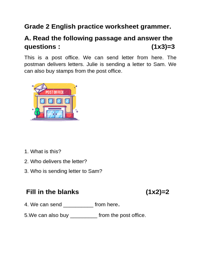 Grade 2 English Grammar Worksheet | PDF