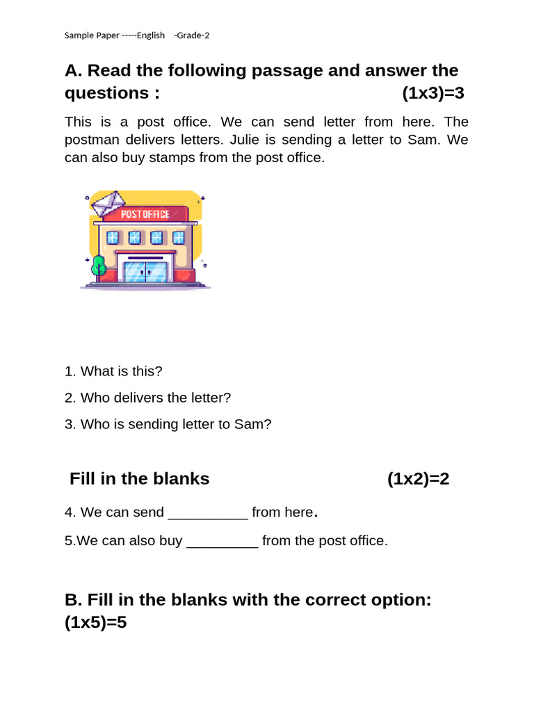 Grade 2 English Practice Worksheet | PDF