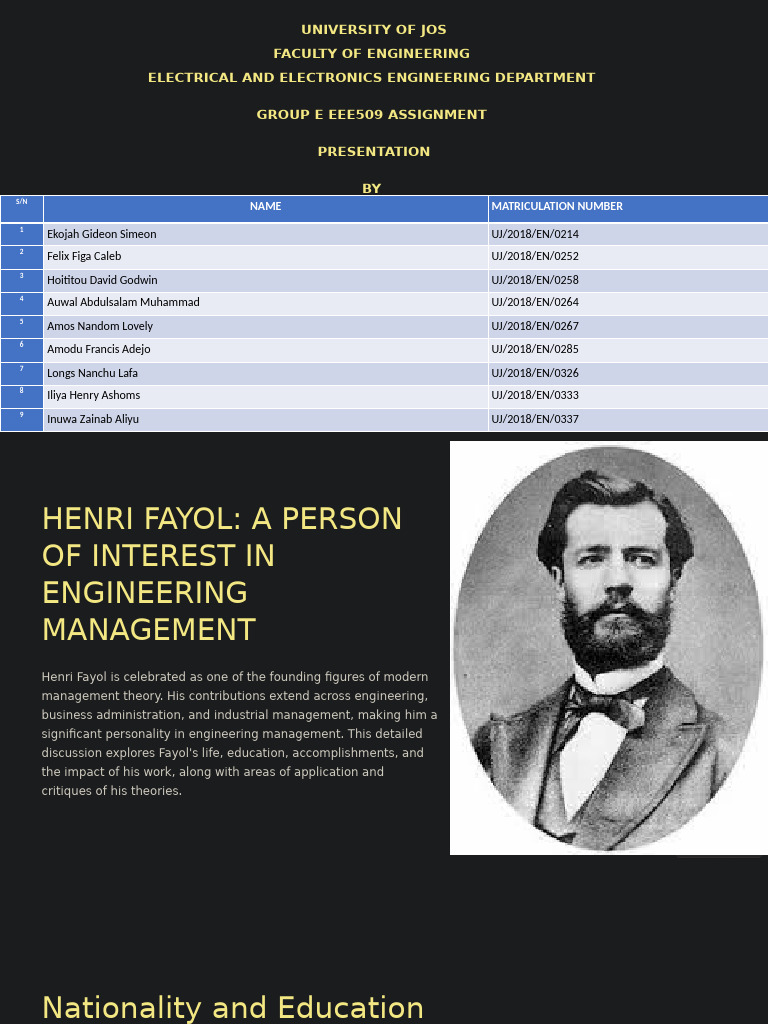 Henri Fayol's Impact on Engineering Management | PDF | Leadership ...
