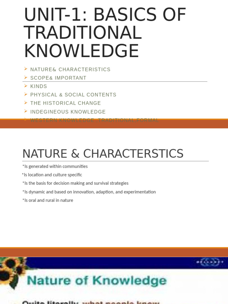 UNIT-1 ppt | PDF | Knowledge | Traditional Knowledge