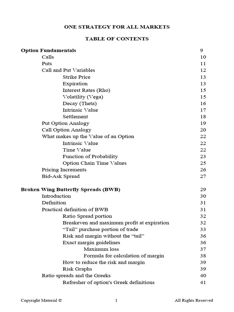 Table of Contents - One Strategy For All Markets | PDF | Greeks ...